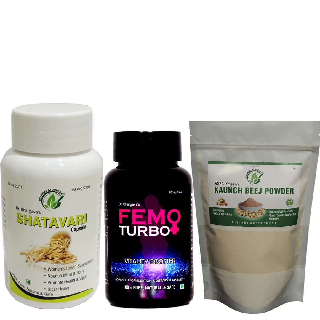 Dr.Bhargav's Femo Turbo 60 Capsule & Shatavari 60 Capsule with Kaunch